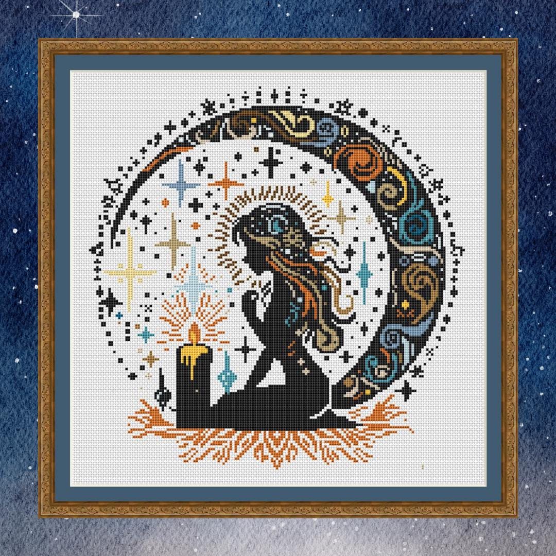 Candle&night, Cross Stitch Pattern, Nature, Modern Cross Stitch, PDF ...