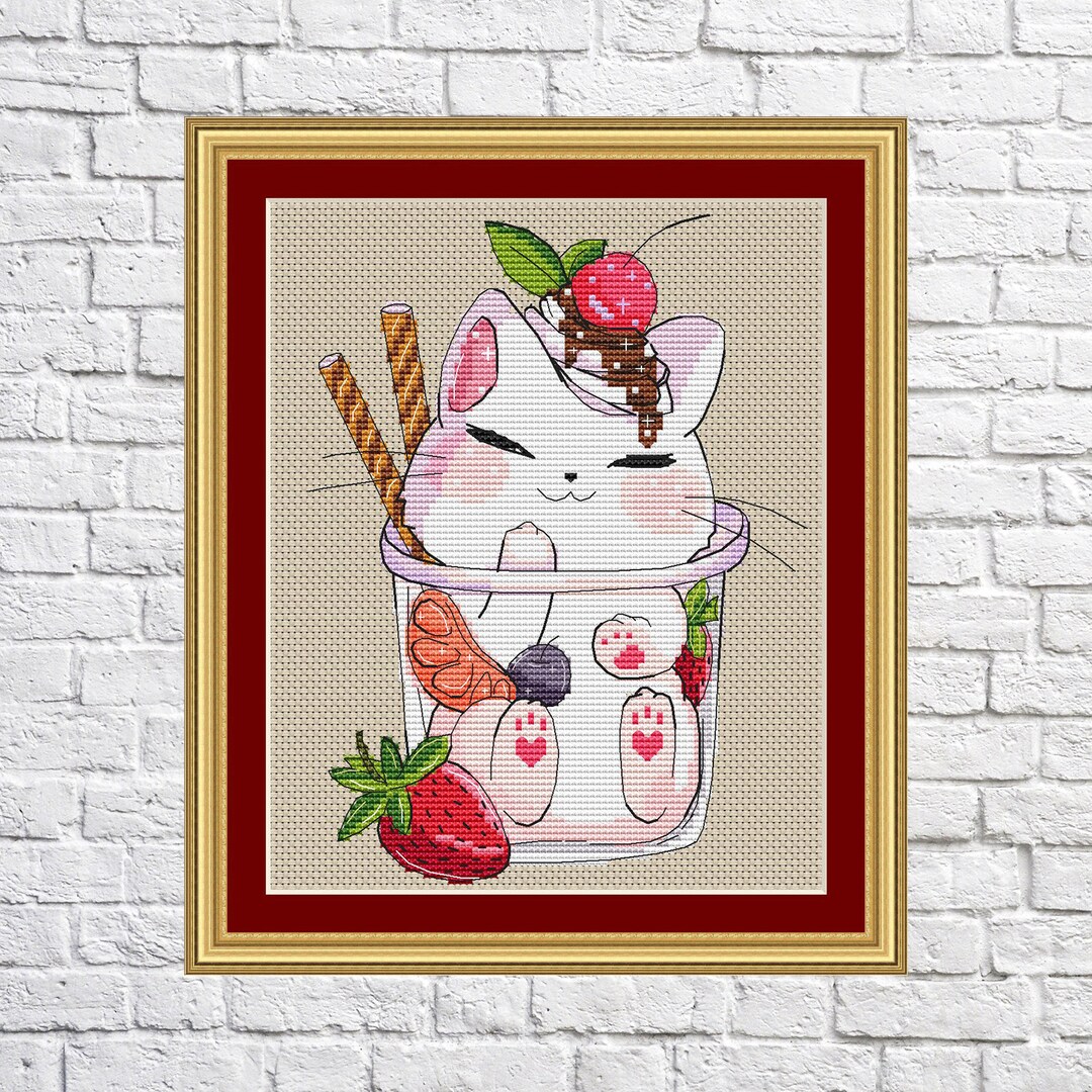 Greedy CAT Cross Stitch Pattern, Animal, Modern Cross Stitch, PDF ...