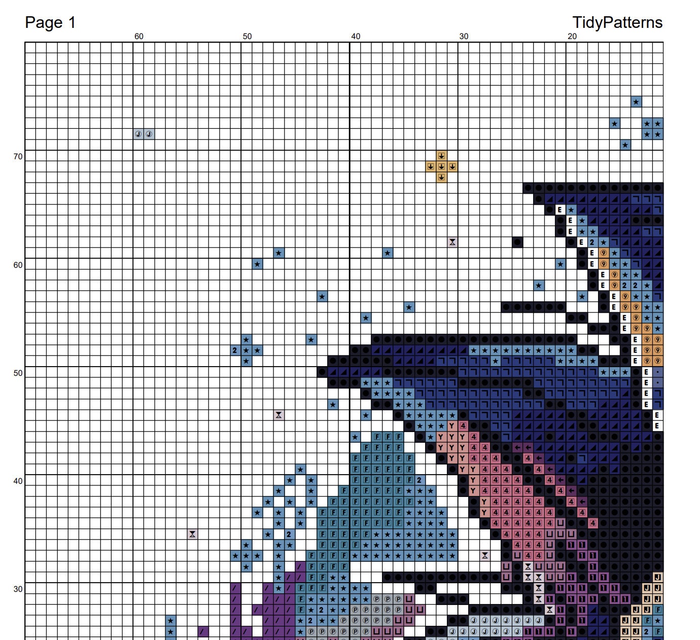 KAGU, Cross Stitch Pattern, Cartoon, Rainbow Colors, Modern Cross ...
