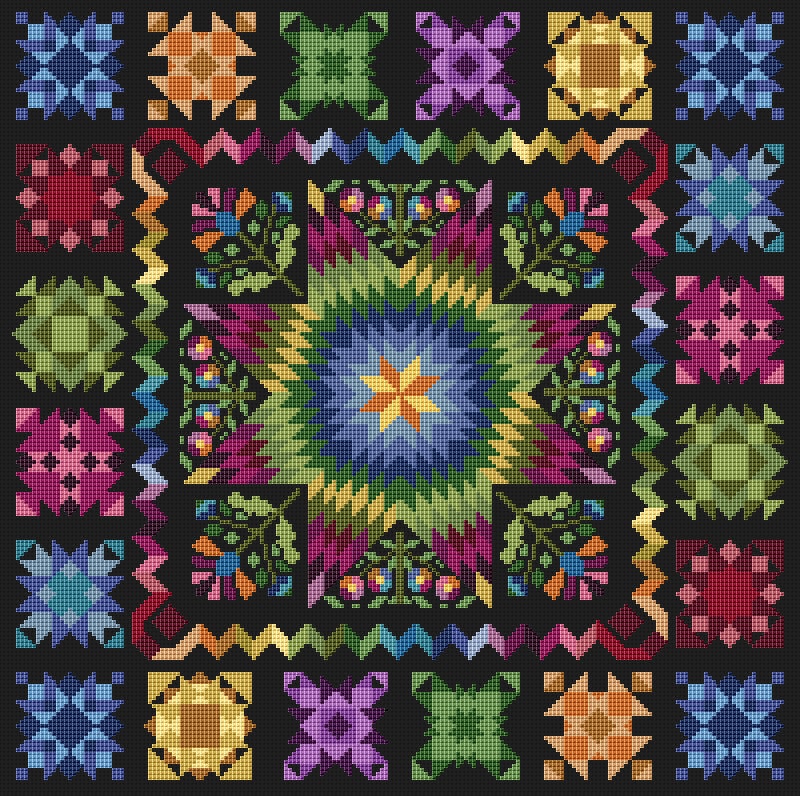 Abstract Geometric Design Cross Stitch Pattern, Rainbow Colors, Modern ...