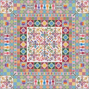 Patchwork, Cross Stitch Pattern, Geometric Design, Sampler, Rainbow ...