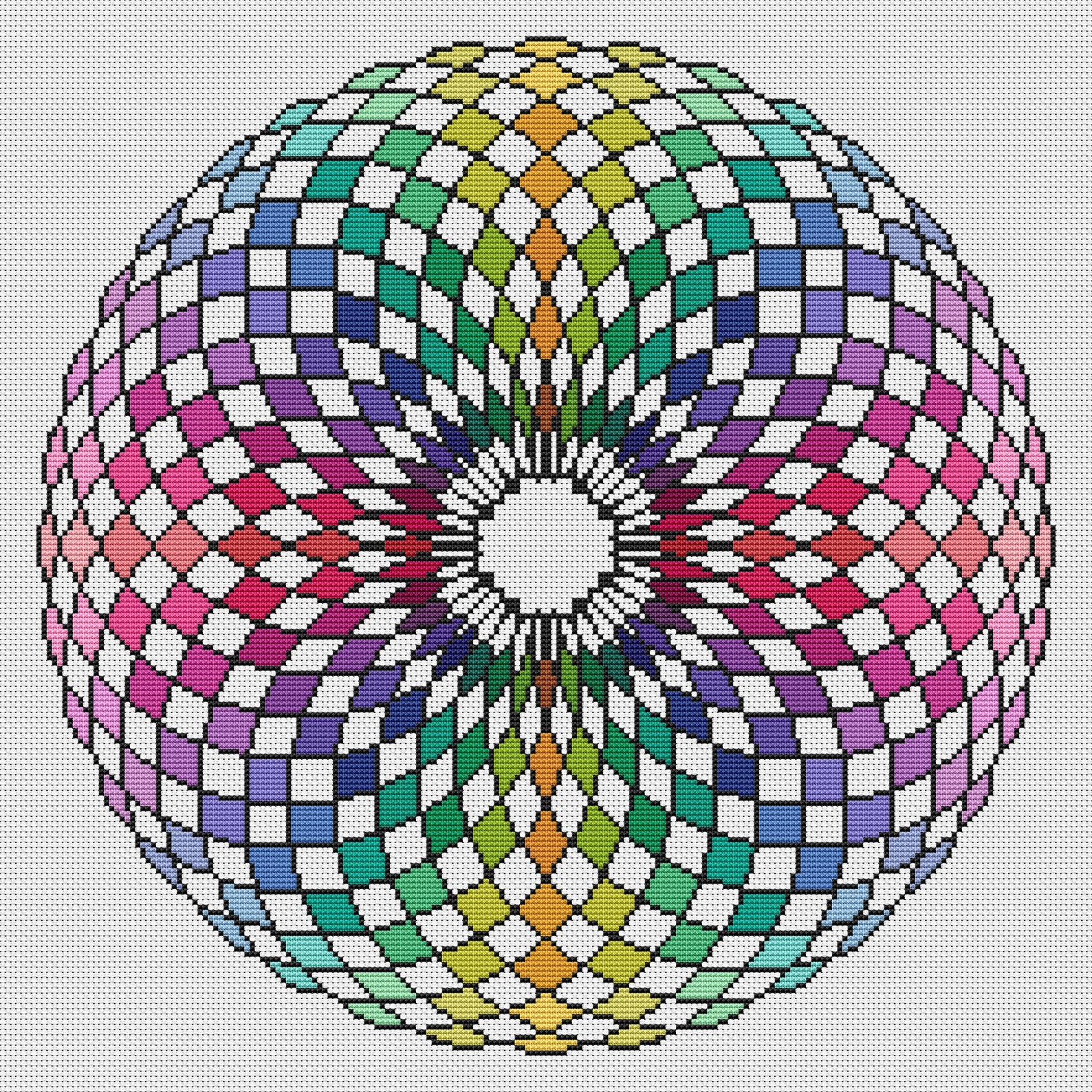 Mandala Cross Stitch Pattern, Geometric Design, Rainbow, Modern Cross ...