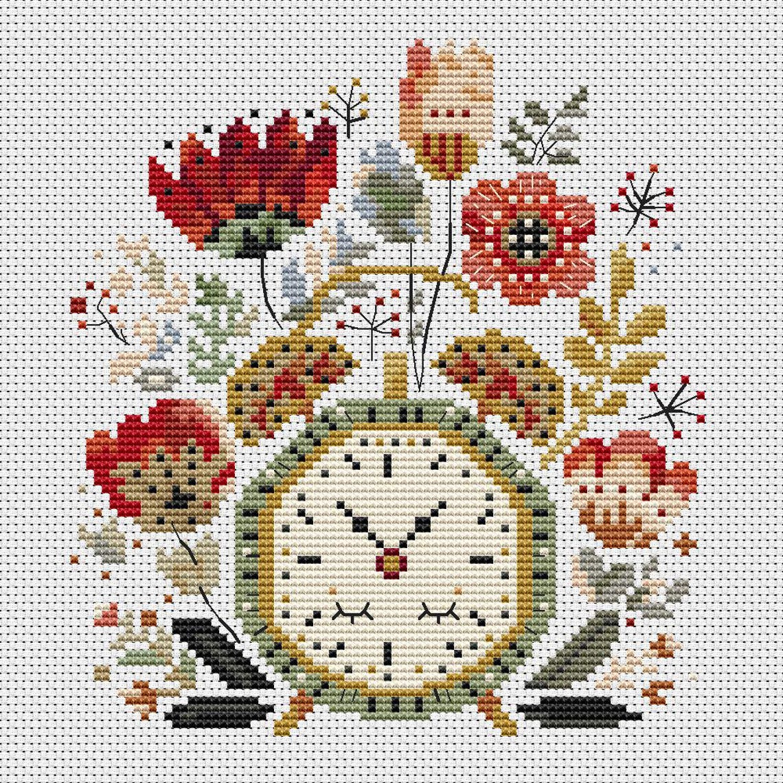 Set of 8 Folk Art Cross Stitch Patterns, Flowers Cross Stitch Pattern ...