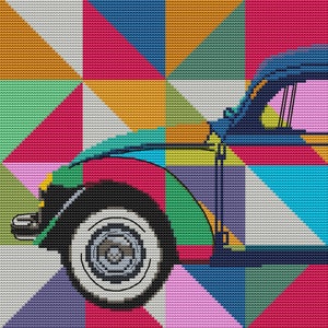 Vintage Car, Cross Stitch Pattern, Geometric Design, Modern Cross ...