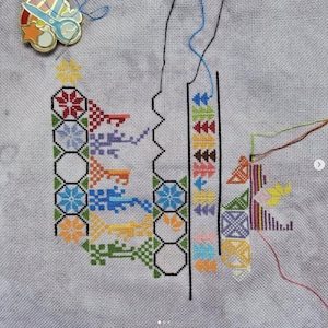 Patchwork, Cross Stitch Pattern, Geometric Design, Sampler, Rainbow ...
