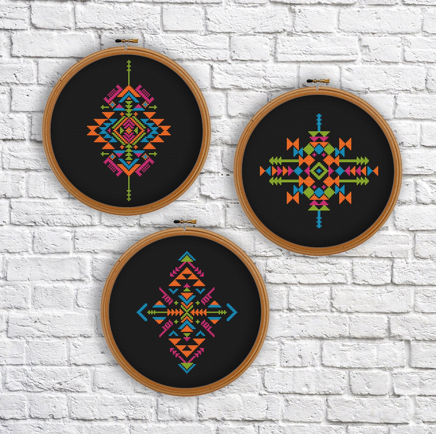 Set of 3 Aztec Design, Cross Stitch Pattern,geometric Design, Modern ...