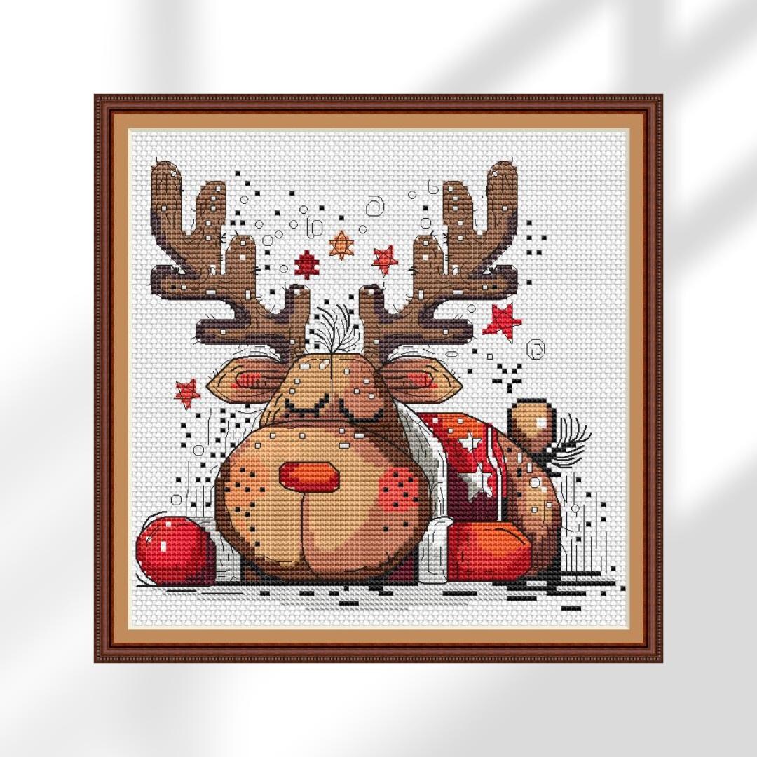 Merry Moose Crew, Cross Stitch Pattern, Christmas Decoration, Holidays ...