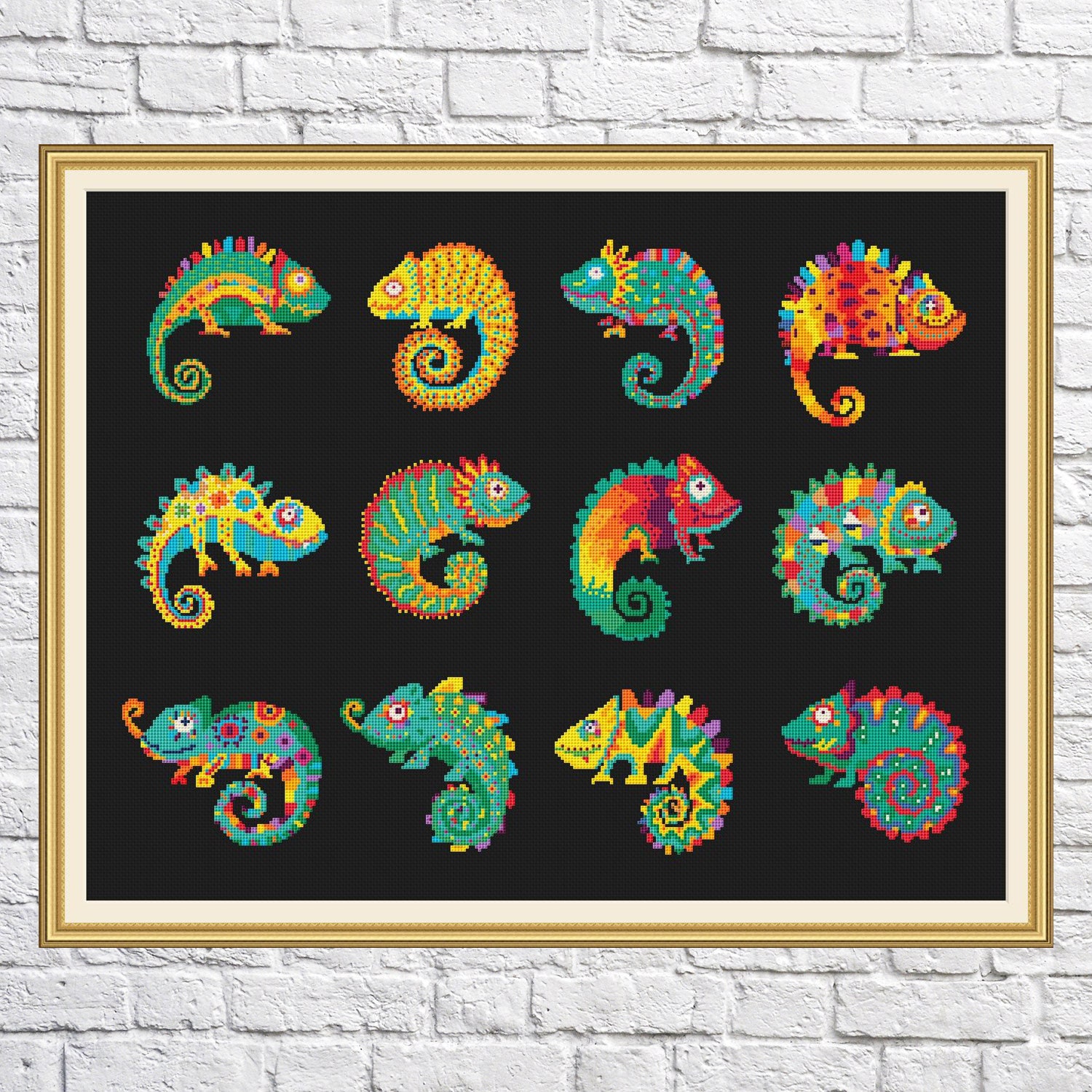 SET of 12 Chameleon, Cross Stitch Pattern, Modern Cross Stitch, PDF ...