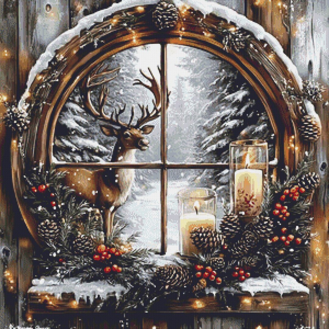 Christmas Window, Big-size, New Year Cross Stitch, Holidays, Cross ...