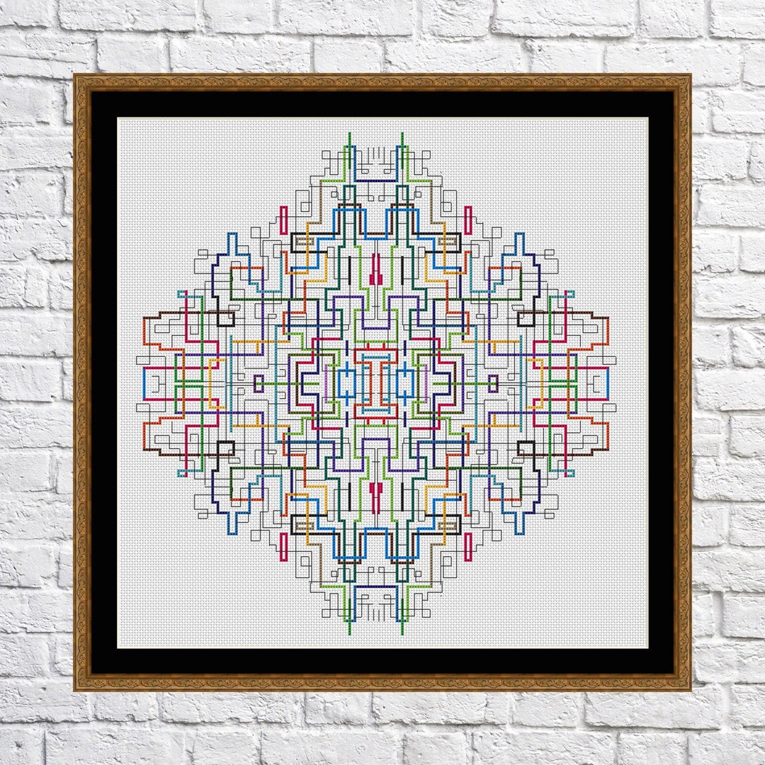 Abstract Geometric Design Cross Stitch Pattern, With Backstitch, Modern ...