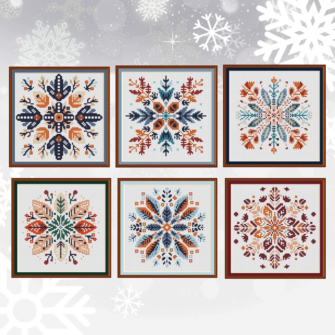 Autumn Frost Snowflake, Cross Stitch Pattern, Scandinavian Style ...
