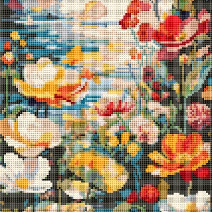 Green Flower Cross Stitch Pattern, Nature, Modern Cross Stitch, PDF ...