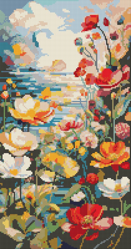 Green Flower Cross Stitch Pattern, Nature, Modern Cross Stitch, PDF ...