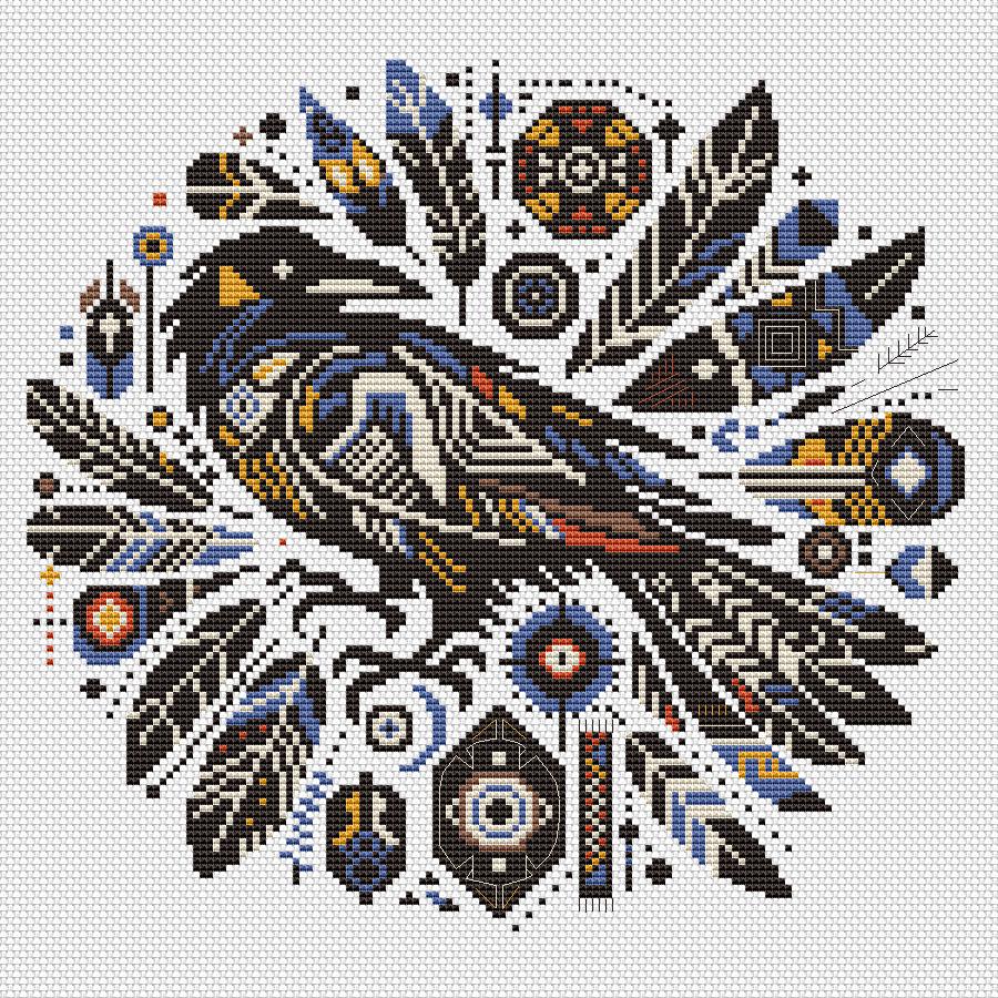 Mystic Raven, Cross Stitch Pattern, Modern Cross Stitch, PDF, Instant ...