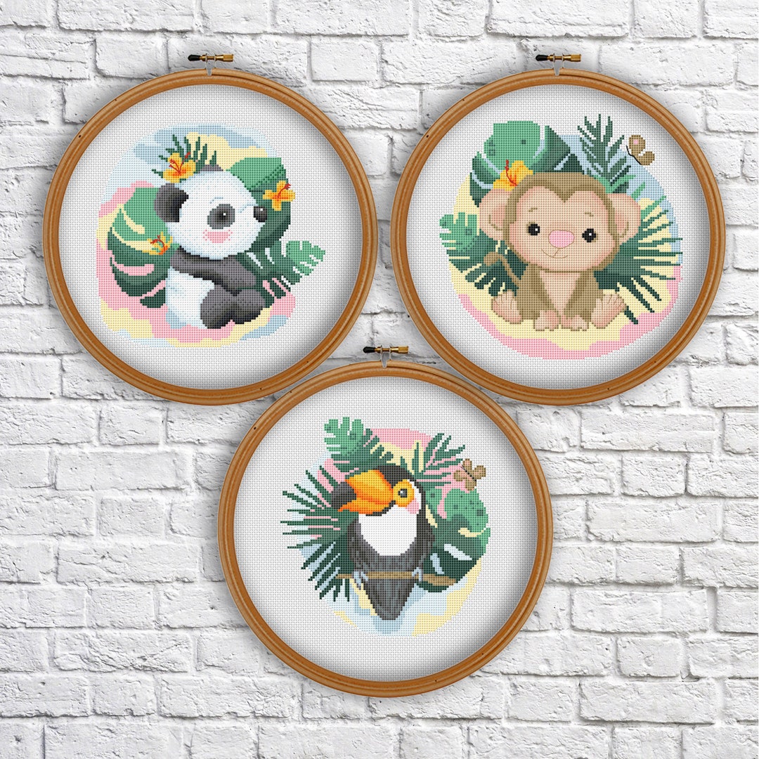 Jungle SET Cross Stitch Pattern, Animal, Modern Cross Stitch, PDF, Instant Download, Jungle01 - Etsy