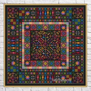 Patchwork, Cross Stitch Pattern, Geometric Design, Sampler, Rainbow ...