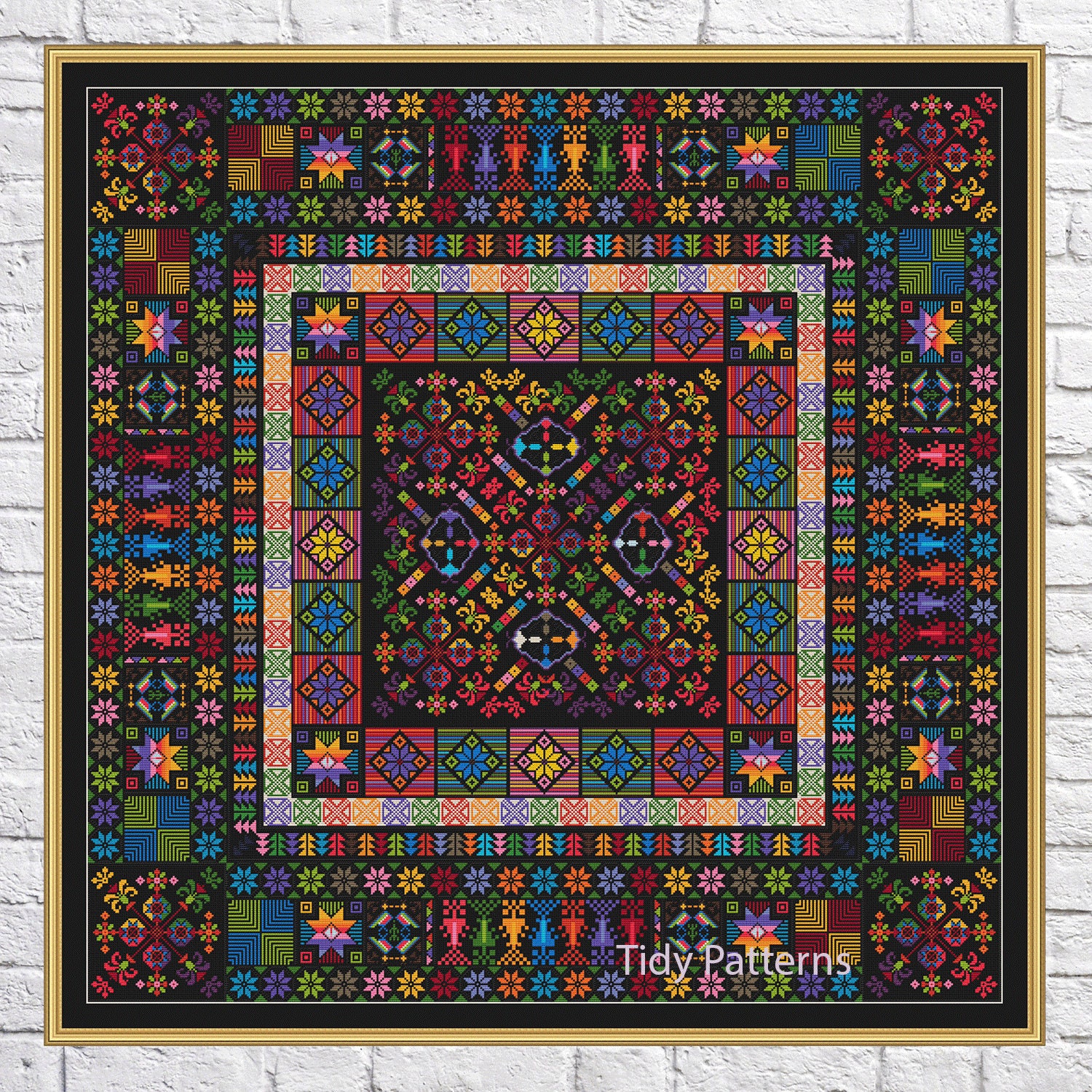 Patchwork, motif de point de croix, motif géométrique, échantillon ...