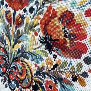 Ornate Poppy Bloom, Cross Stitch Pattern, Flowers, Spring, Modern Cross ...