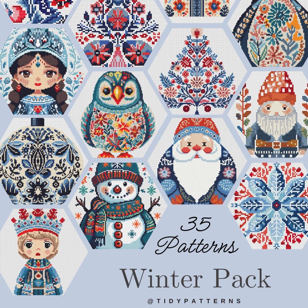SET of 35 Winter Patterns, Christmas Patterns, Cross Stitch Pattern ...