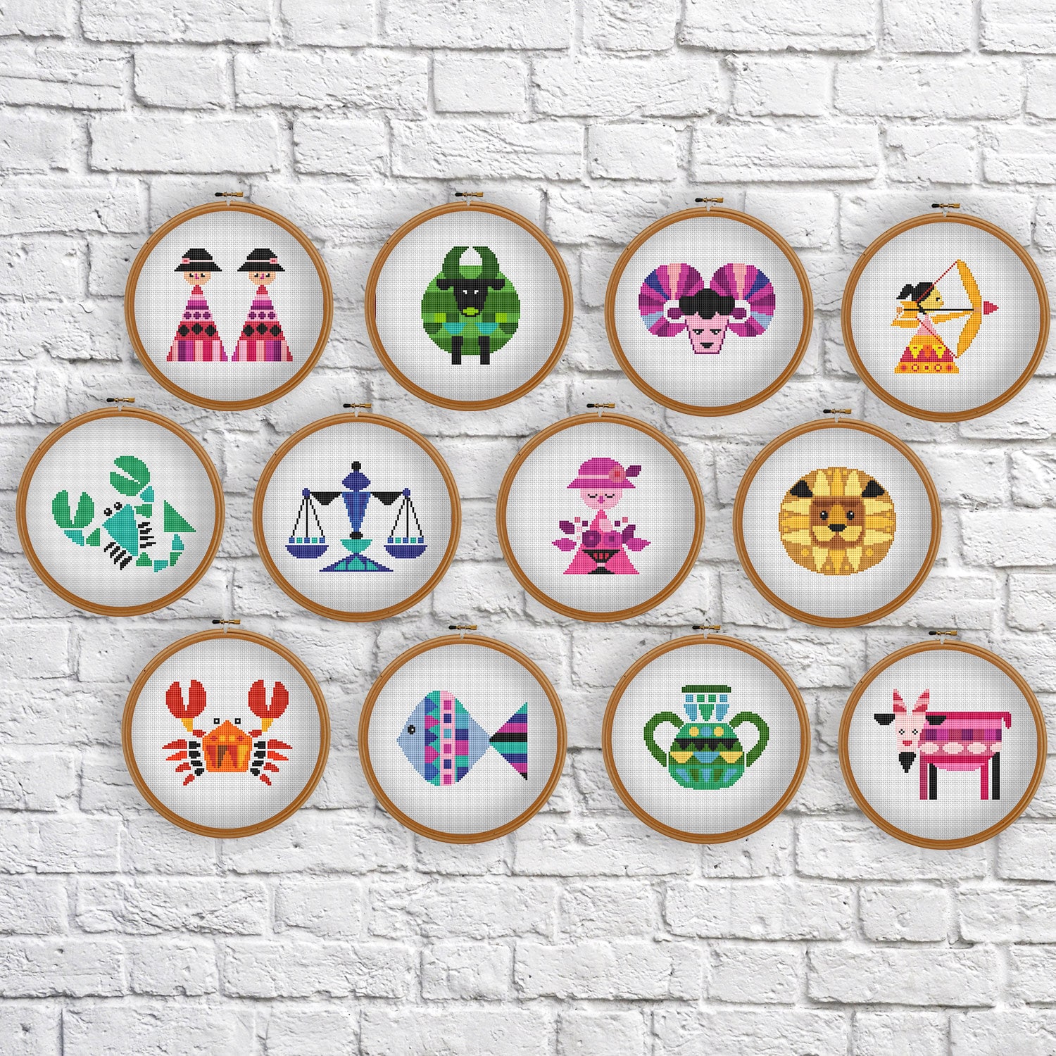 Zodiac Cross Stitch Patterns, Geometric Style , Modern Cross Stitch ...
