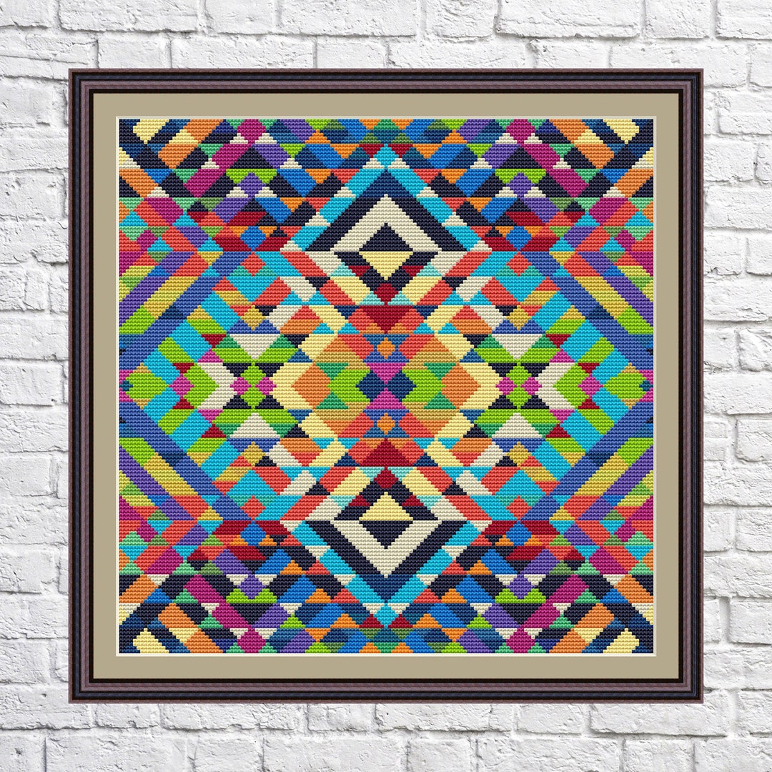 Abstract Geometric Design Cross Stitch Pattern, Modern Cross Stitch ...