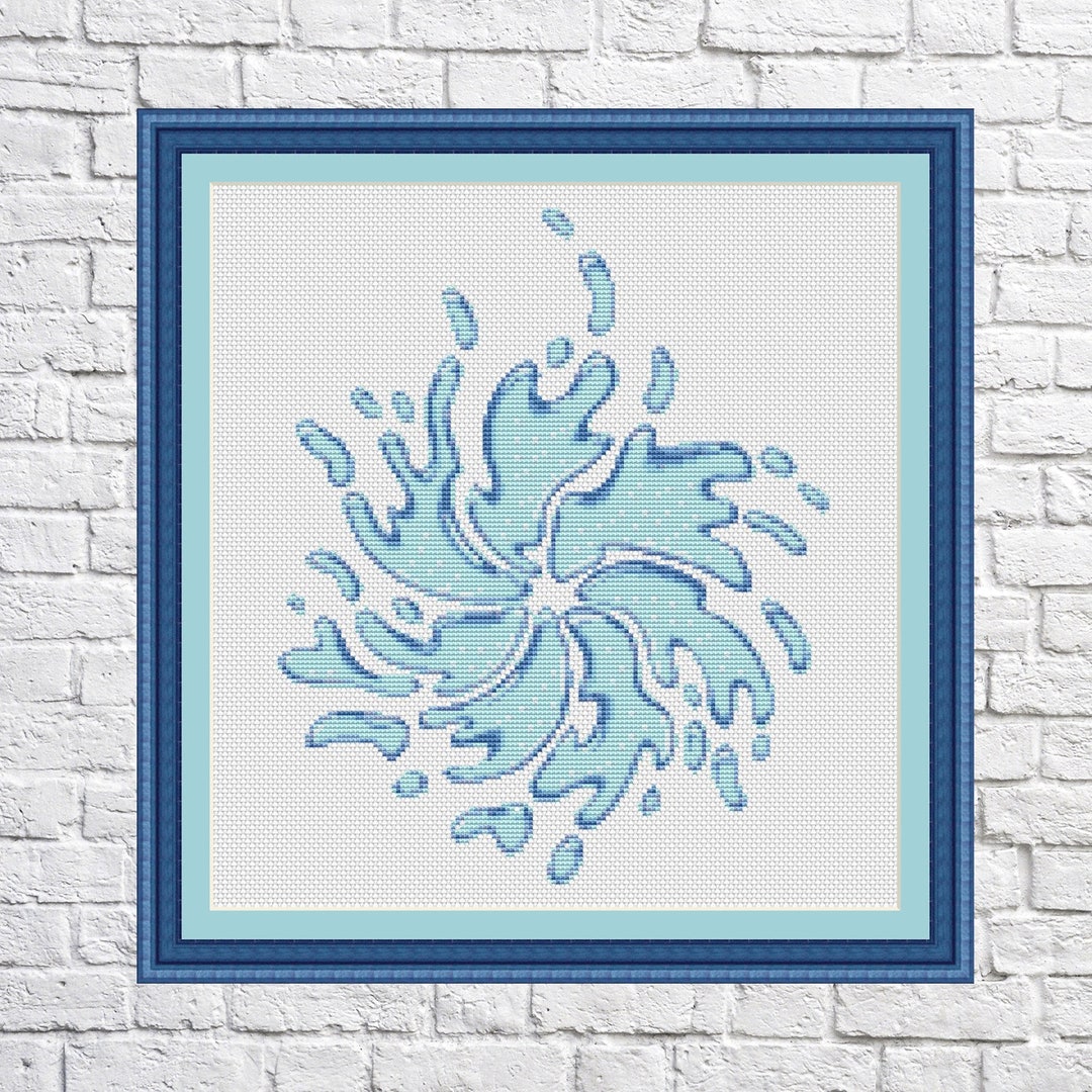 Water Mandala Cross Stitch Pattern Nature Design Blue Color - Etsy