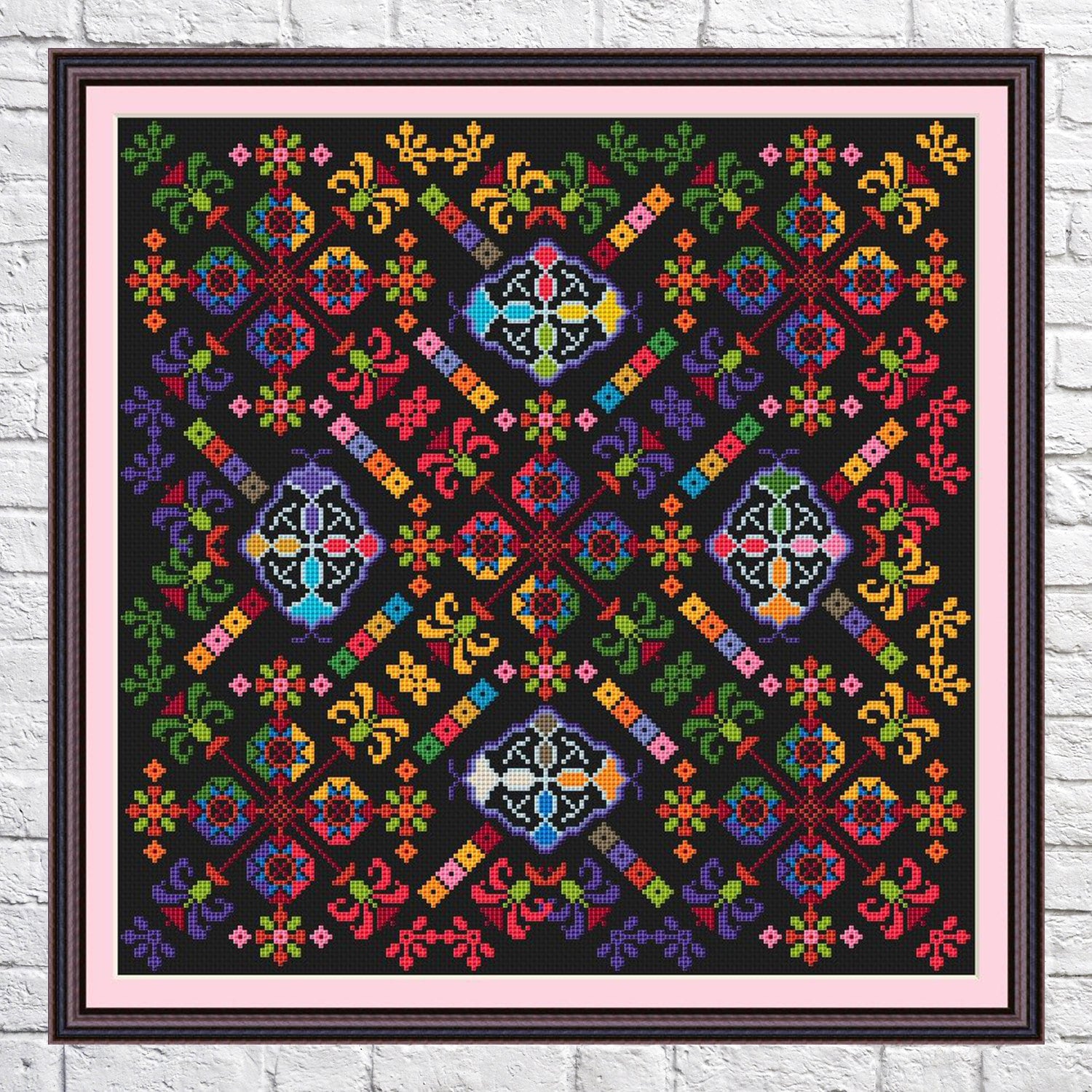 Patchwork, Cross Stitch Pattern, Geometric Design, Sampler, Rainbow ...