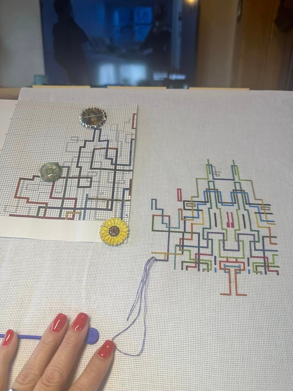 Abstract Geometric Design Cross Stitch Pattern, With Backstitch, Modern ...