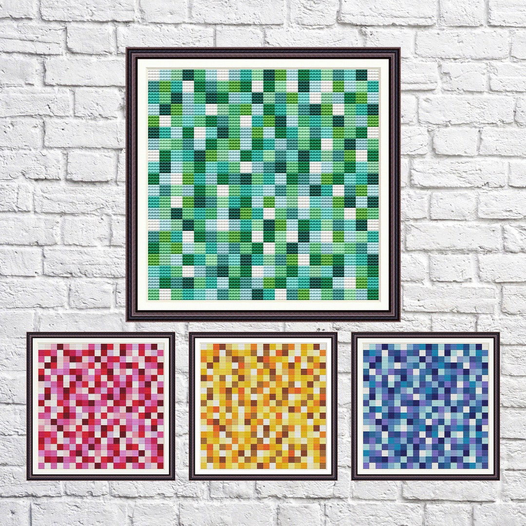 4 Patterns, Pixel Colors, Cross Stitch Pattern, Geometric Design ...