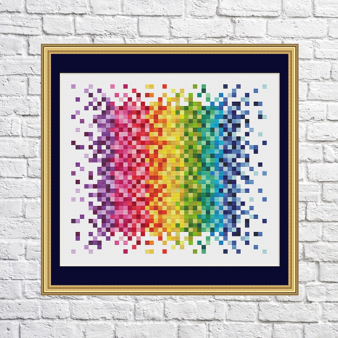 Pixel Colors, Cross Stitch Pattern, Geometric Design, Modern Cross ...