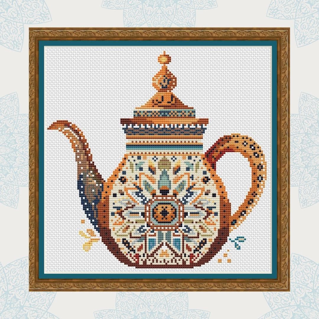 Ornate Teapot Harmony, Cross Stitch Pattern, Tea, Coffee, Modern Cross ...