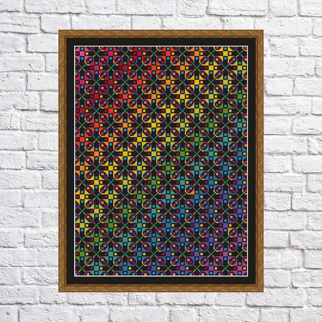 Rainbow Patchwork, Cross Stitch Pattern, Geometric Design, Modern Cross ...