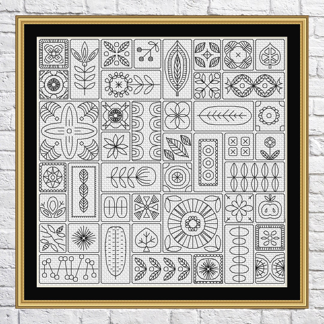Blackwork Pattern, Flowers & Garden, Sampler, PDF, Instant Download ...