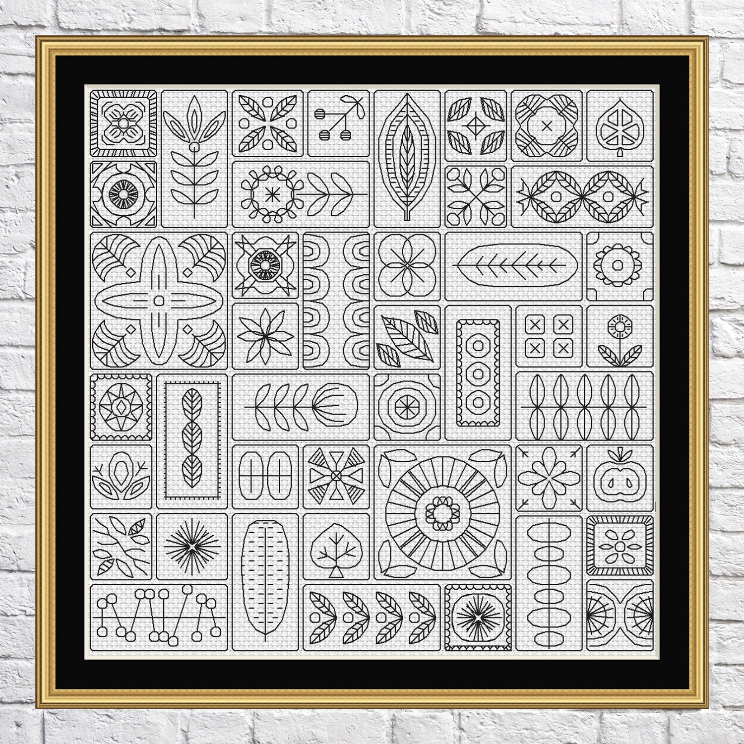Blackwork Pattern, Flowers & Garden, Sampler, PDF, Instant Download ...