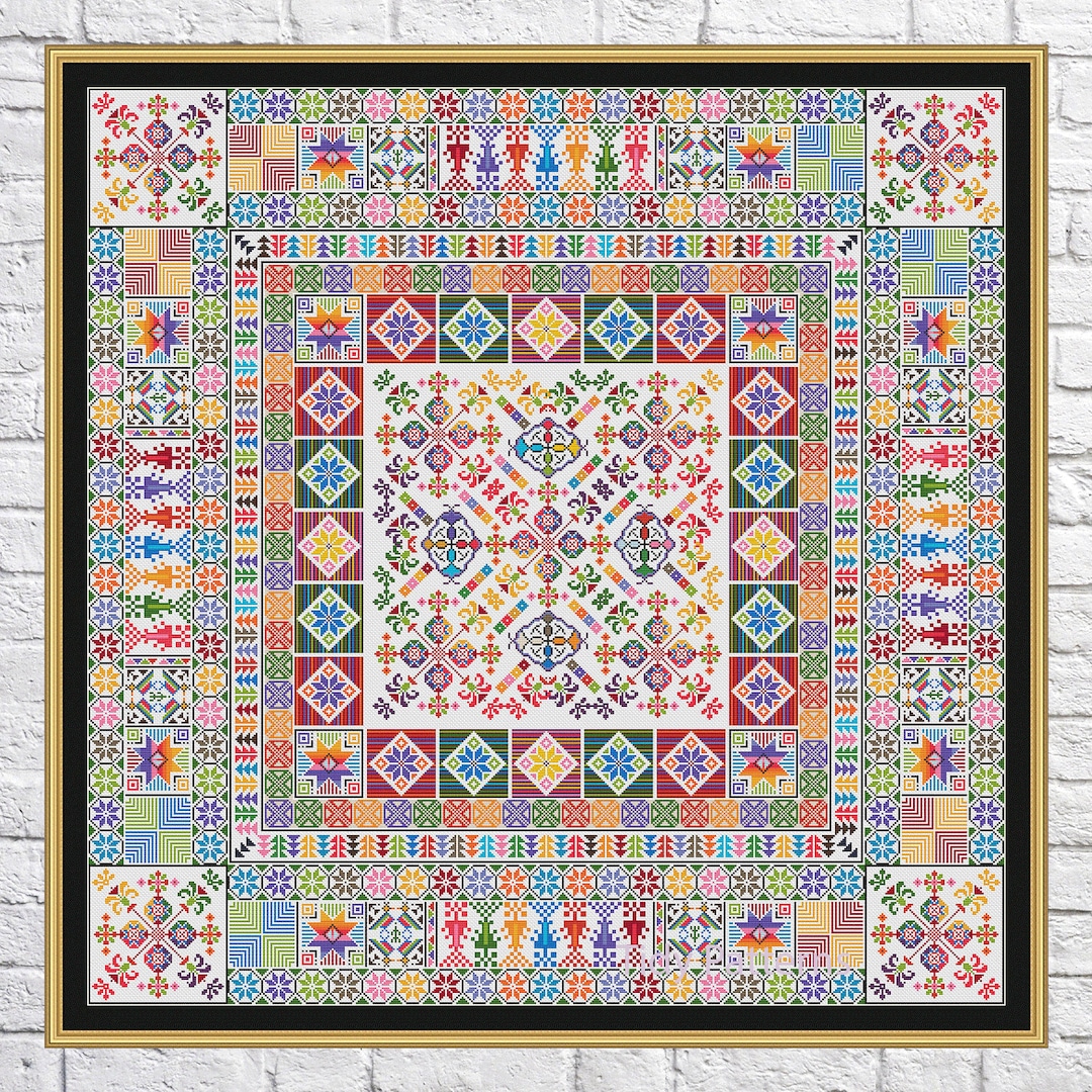 Patchwork, Cross Stitch Pattern, Geometric Design, Sampler, Rainbow Colors, Modern Cross Stitch ...