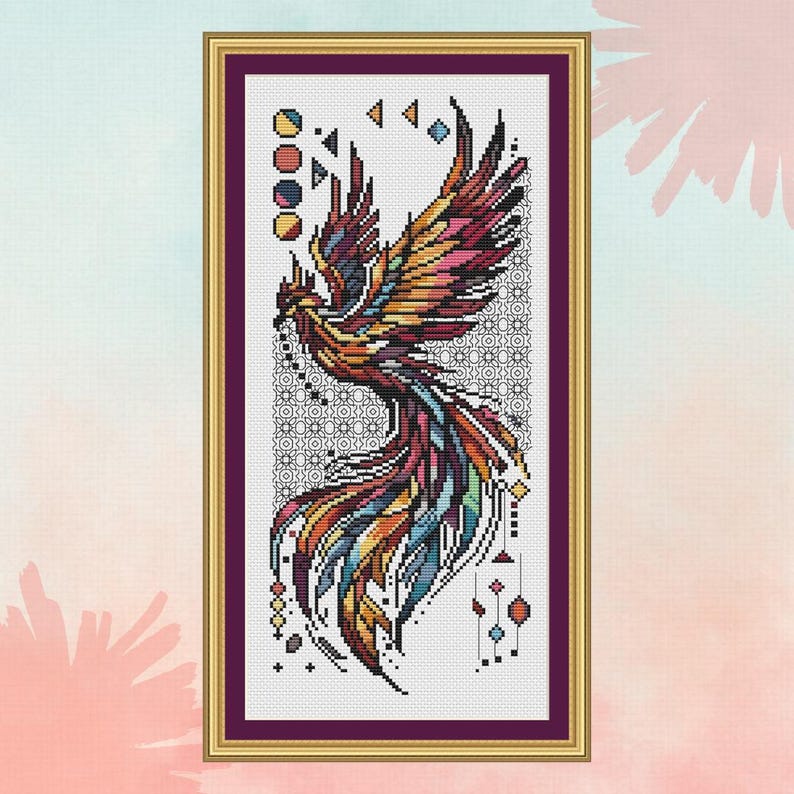 Celestial Phoenix, Cross Stitch Pattern, Modern Cross Stitch, Birds ...