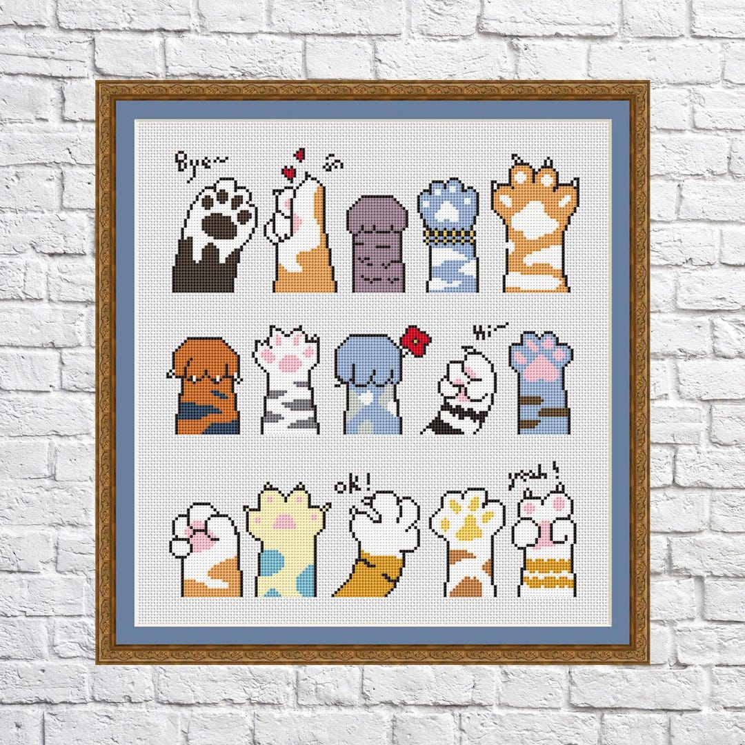 Cat Fingers, Cross Stitch Pattern, Modern Cross Stitch, PDF, Instant ...