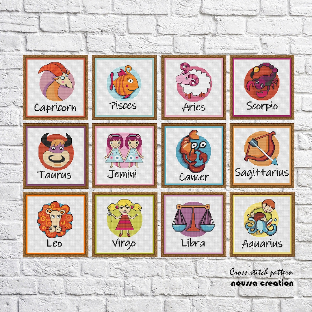 Zodiac, All Months Cross Stitch Pattern, New Year Cross Stitch ...