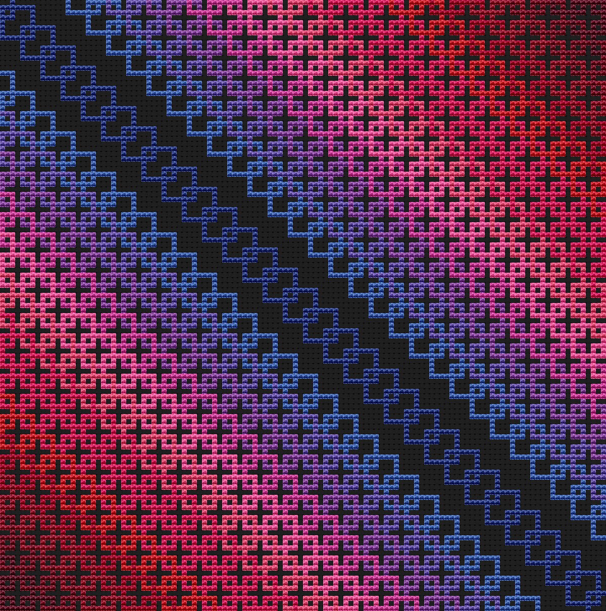 Rainbow Geometric Cross Stitch Pattern, Pink Assortment, Modern Cross ...