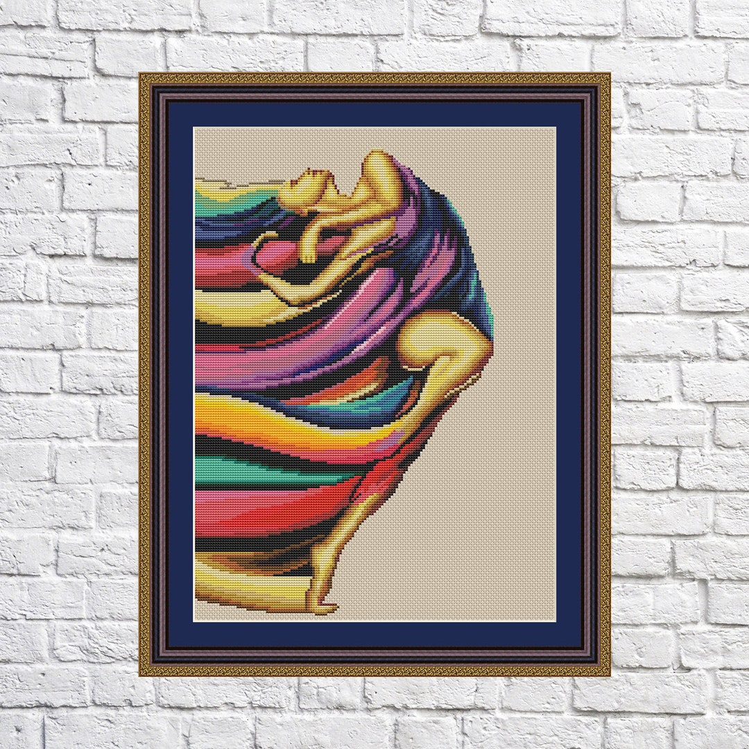 Paint Art, Pretty Woman Cross Stitch Pattern, Freedom, Modern Cross ...