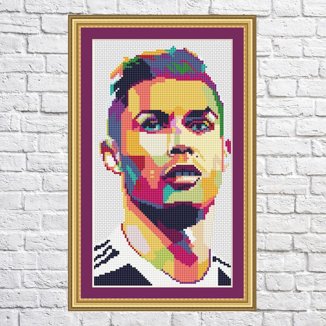 Ronaldo, Cross Stitch Pattern, Famous, Football, Modern Cross Stitch ...