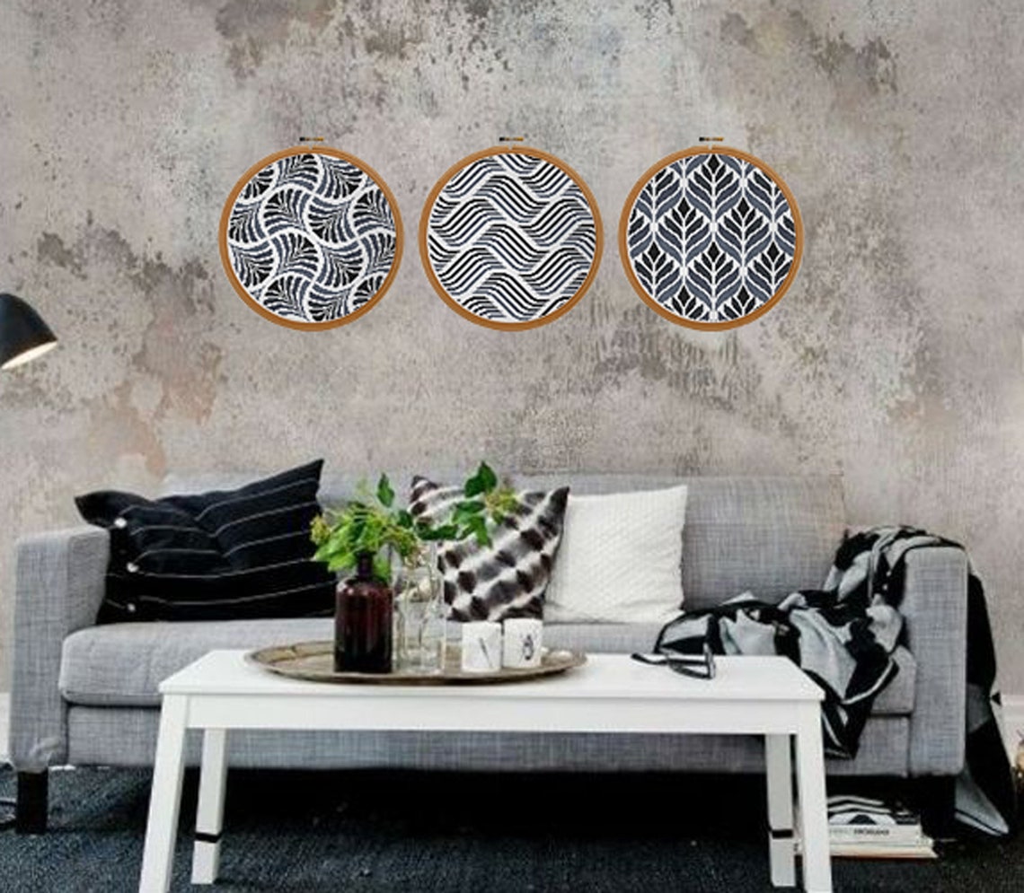 Set of 3 Geometric Design Cross Stitch Pattern Modern Cross - Etsy