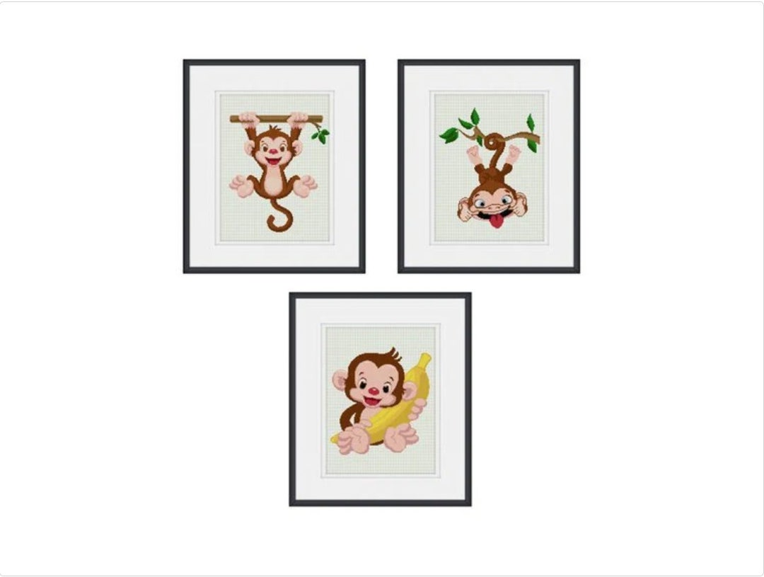Monkey Cross Stitch Pattern, Animal, Nature, Modern Cross Stitch, PDF ...