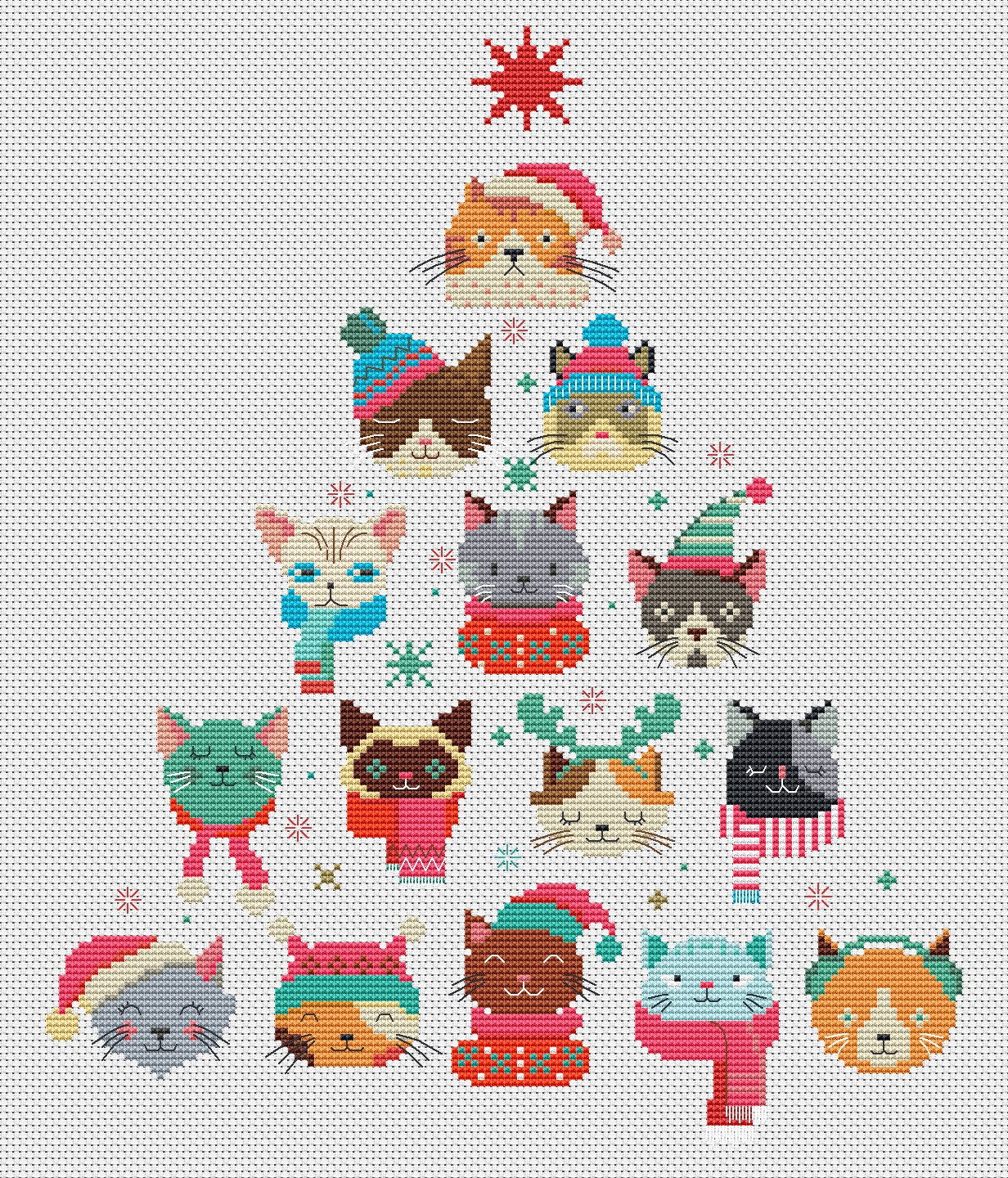 Meow Christmas Cross Stitch Pattern, Cat Christmas, Modern Cross Stitch ...