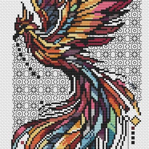Celestial Phoenix, Cross Stitch Pattern, Modern Cross Stitch, Birds ...