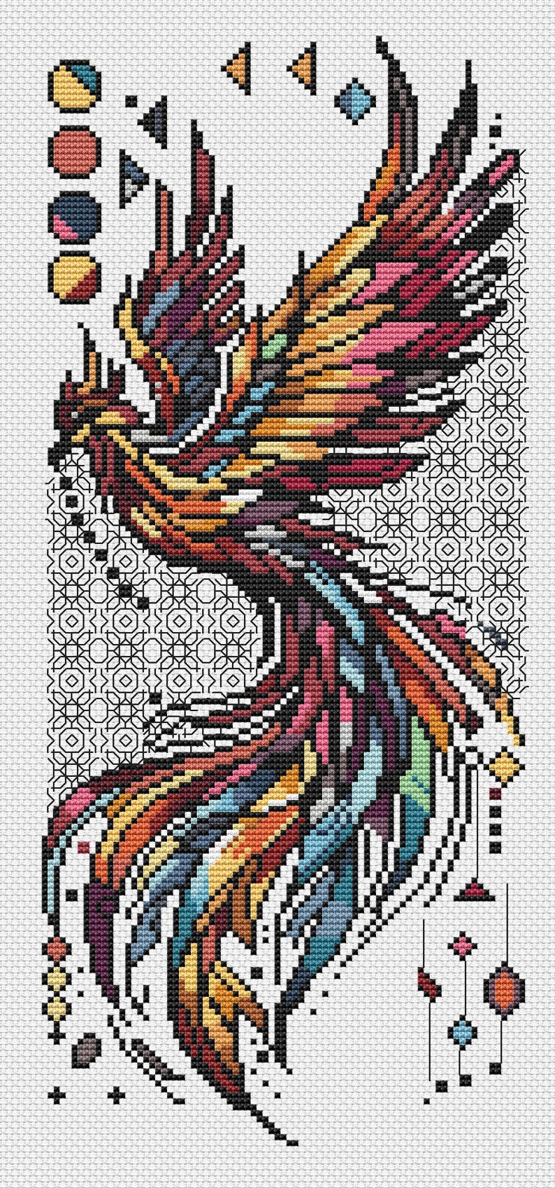 Celestial Phoenix, Cross Stitch Pattern, Modern Cross Stitch, Birds ...