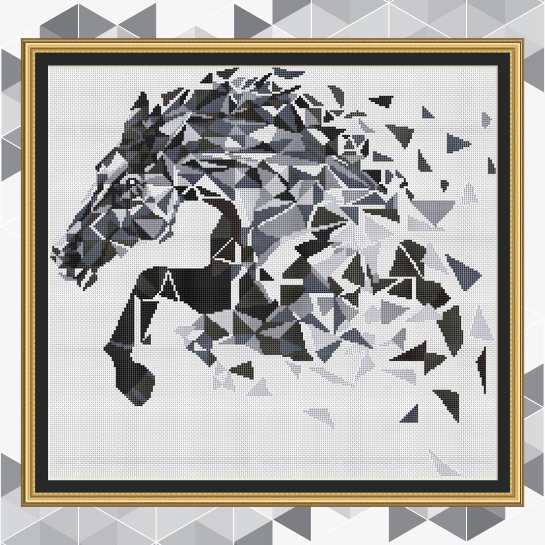 Mosaic Mustang, Cross Stitch Pattern, Geometric Design, Modern Cross ...