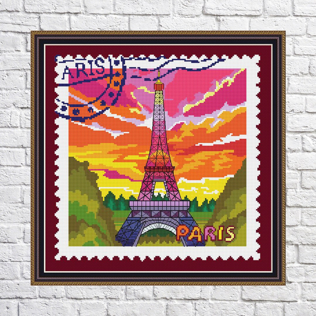 Paris, France, Landscape Cross Stitch Pattern, Nature, Modern Cross ...