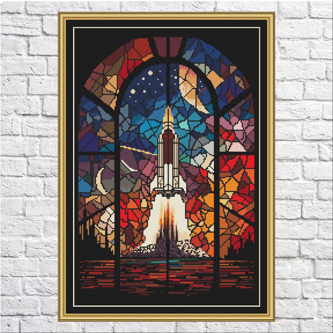 Geometric Design Cross Stitch Pattern, Space, Rainbow Colors, Modern ...