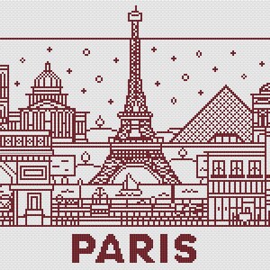 PARIS, Towns, Landscape Cross Stitch Pattern, Nature, Modern Cross ...
